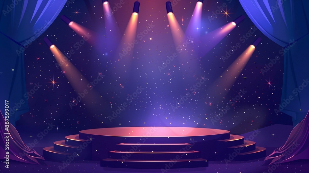 Graduation Celebration Banner with Award Ceremony on Spotlight Stage ...