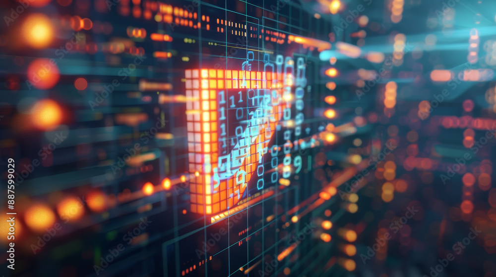 Digital Check Mark Icon on Futuristic Tech Background: Productivity and ...