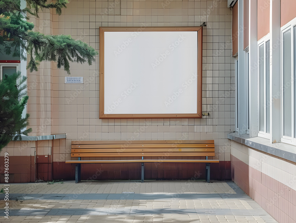 Blank signboard mockup on a school campus bulletin board, display your ...