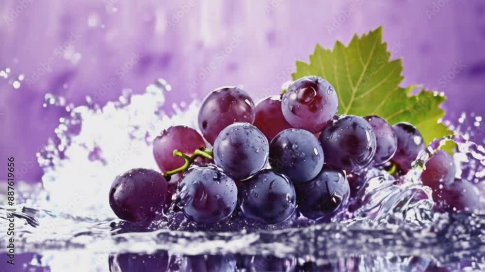 A Bunch of Grapes Splashing in Water. A bunch of grapes is splashed ...