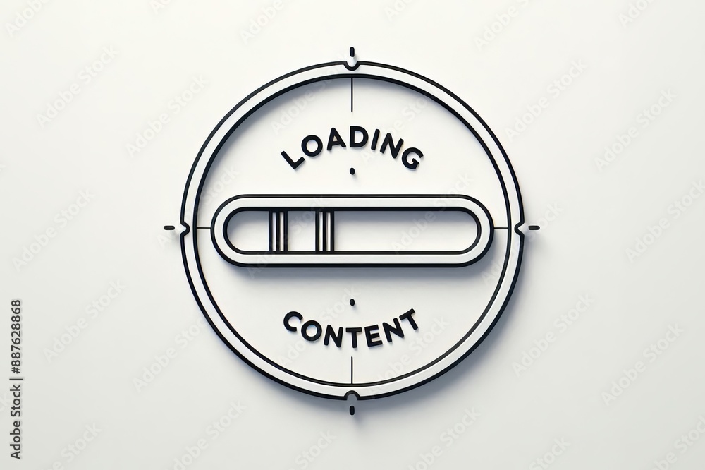 A progress bar with the text 'LOADING CONTENT' above it, placed ...