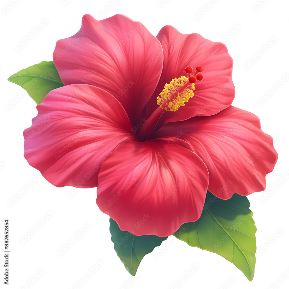 Tropical hibiscus flower, cute 3d style cartoon illustration. isolated ...