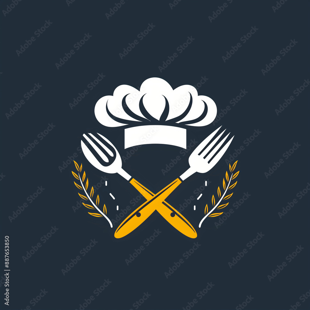 Elegant Chef Logo with Fork and Knife, Featuring Classic Culinary ...