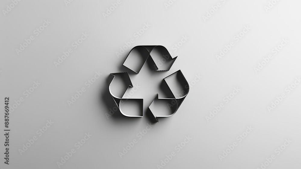 Minimalist background with recycling symbol in stark contrast against ...
