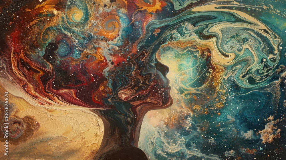 Abstract human mind with swirling patterns depicting imagination ...