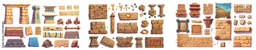 Game user interface frame and button set for ancient Egypt design ...