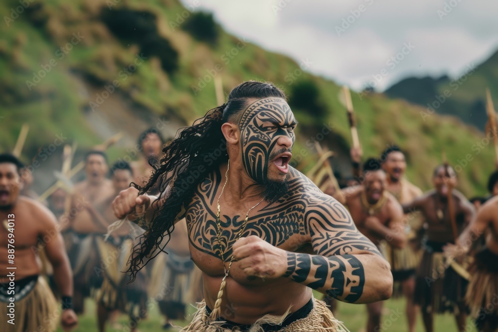A traditional maori performance in New Zealand, with warriors in ...
