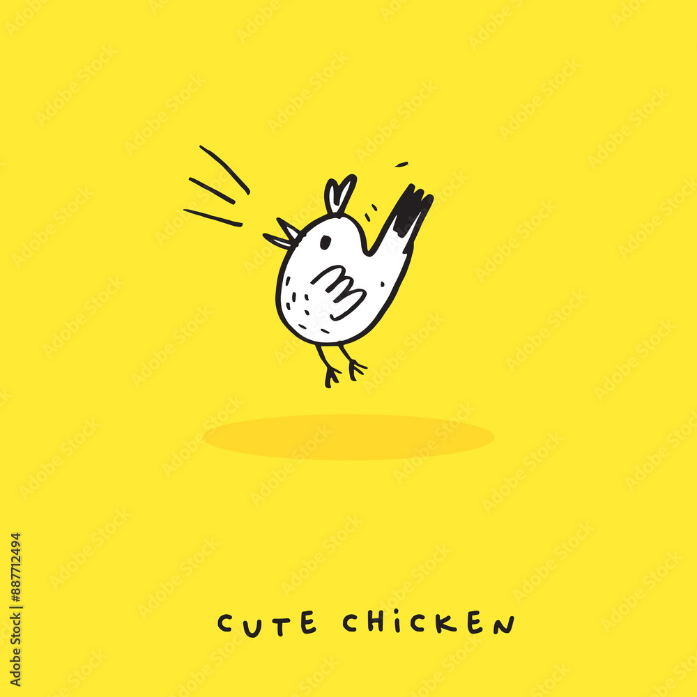 Cute doodle cartoon hand drawn chicken illustration ,Cute doodle ...