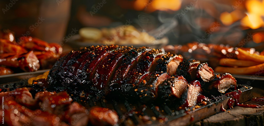 "Ultra-realistic American BBQ line-up, professional Michelin Star ...