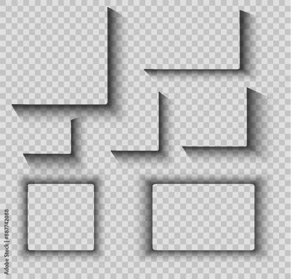 Vector set of shadow effects. Collection of square translucent shadows ...