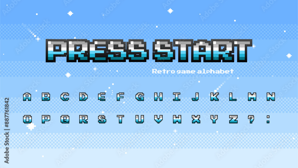 8-bit game pixel font.Retro game console font.alphabet 8bit .english ...