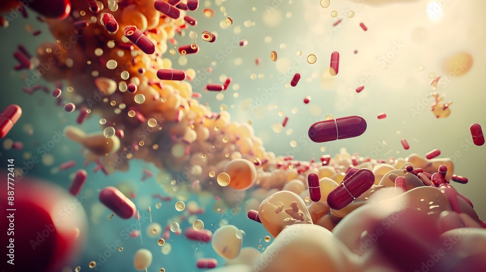 12. "A detailed 3D illustration of a vitamin pill breaking down in the ...