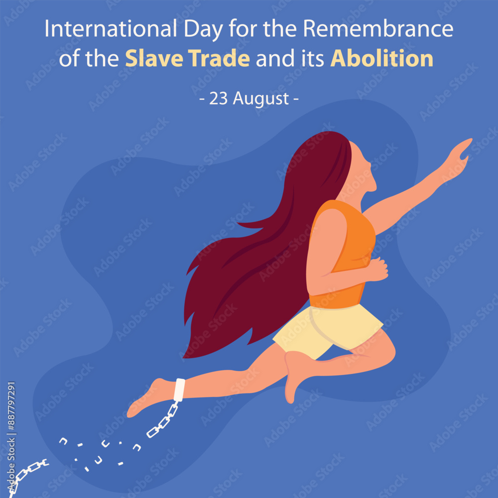 illustration vector graphic of a woman jumped free from the shackles of ...