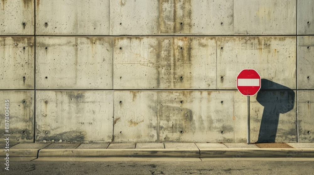 Modern design of a dead end sign on a concrete wall with copy space ...