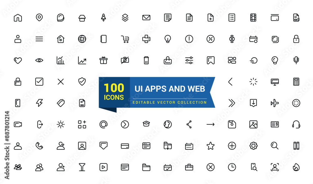 Web icons, Basic Ux Ui Icons. ui ux icon set, user interface iconset collection. Stock Vector ...