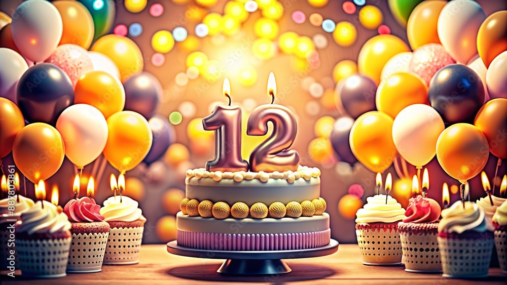greeting background with the number 12, on the day of the date of birth ...