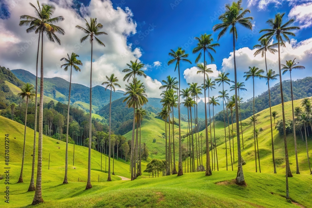 Entertainment center with tall wax palm trees in Valle del Cocora ...