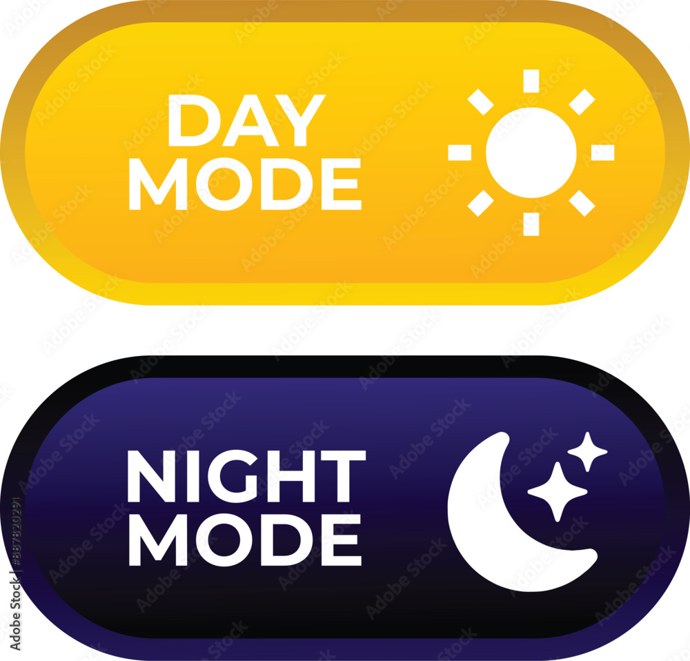 Day and night mode switch. On and Off toggle switch. Light and dark ...