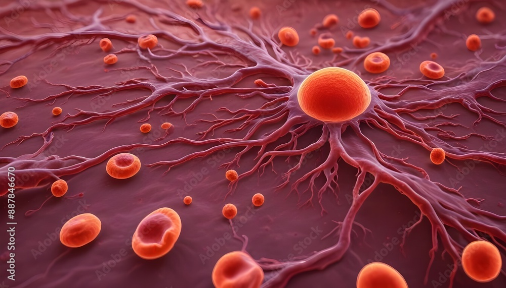 Microscopic view of red blood cells, showing their distinctive ...