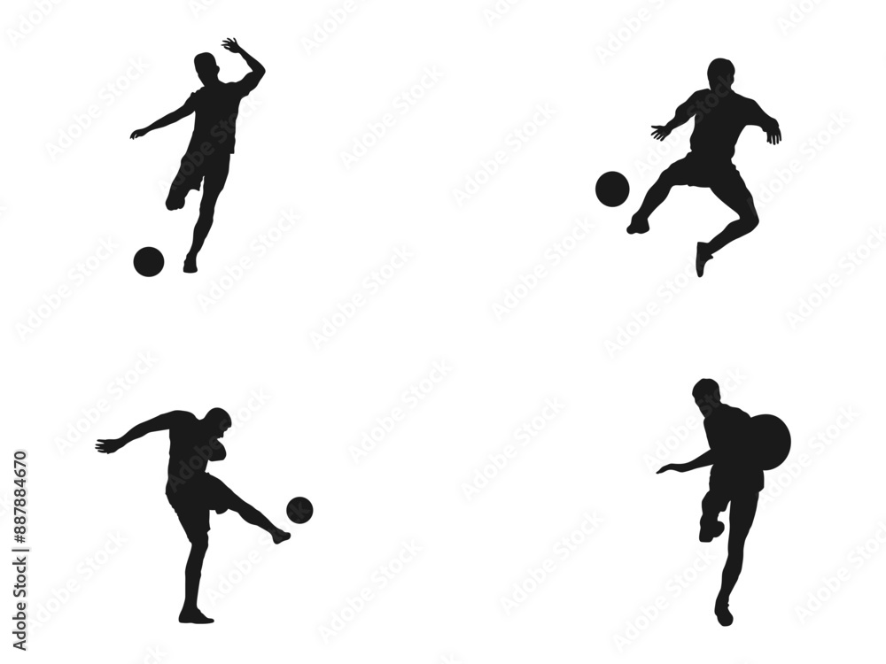 soccer players with the ball different postures. Soccer ball football ...