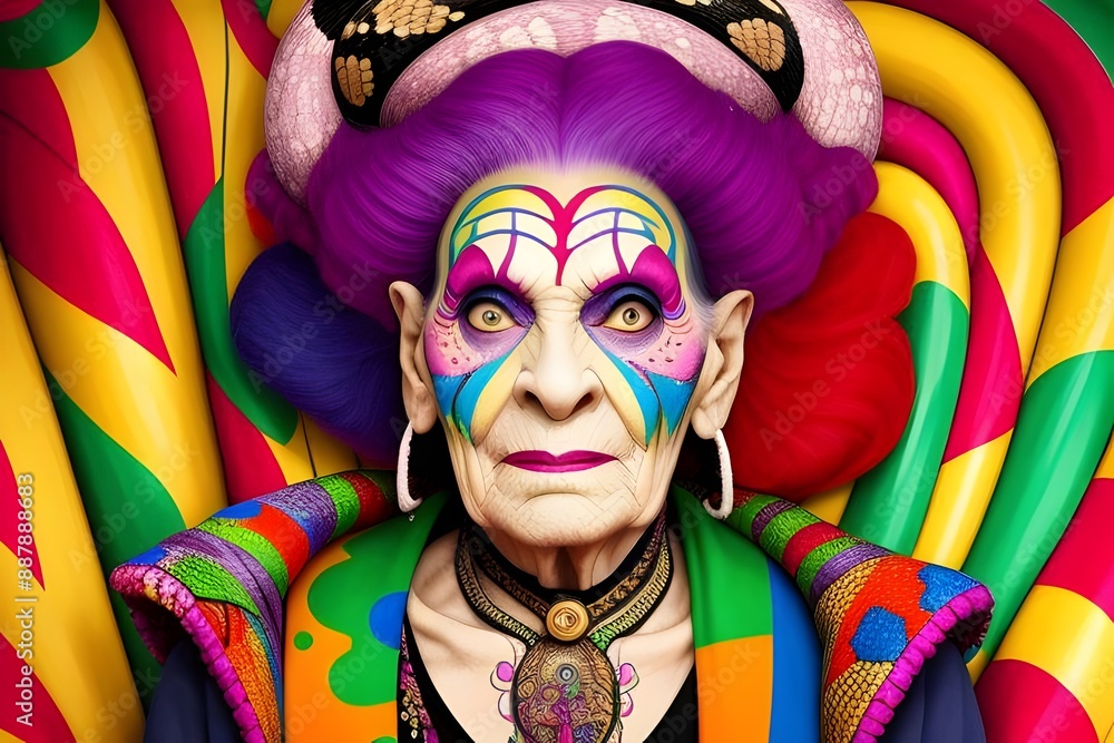 an illustration of a snake woman, lady, circus freak, portrait ...