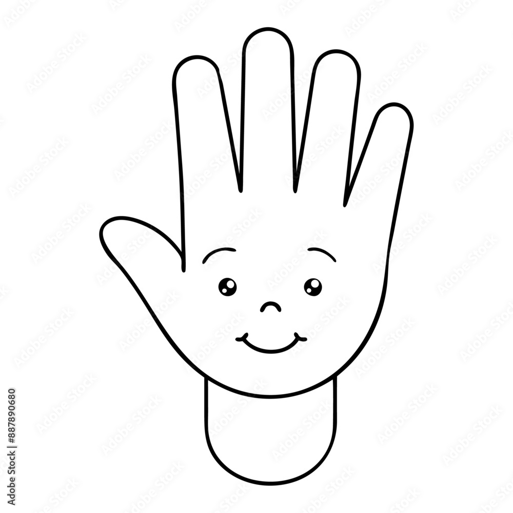 Cartoon kids outline hands with palm front view Stock Vector | Adobe Stock