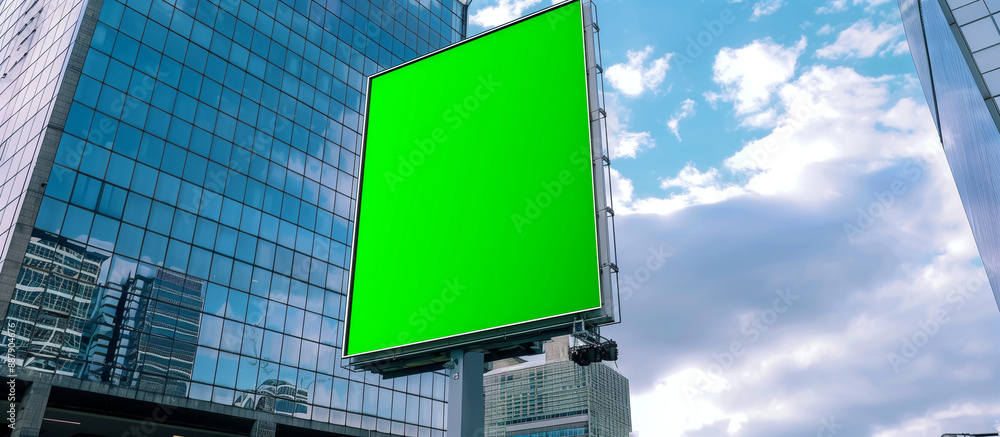 Mockup Green screen Billboard Ad, tall building background, Ai ...