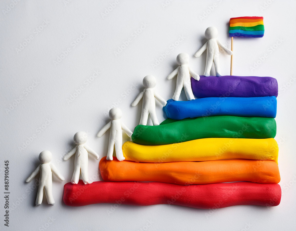 progression Bar chart infographic gay rigths concept: rainbow colored ...