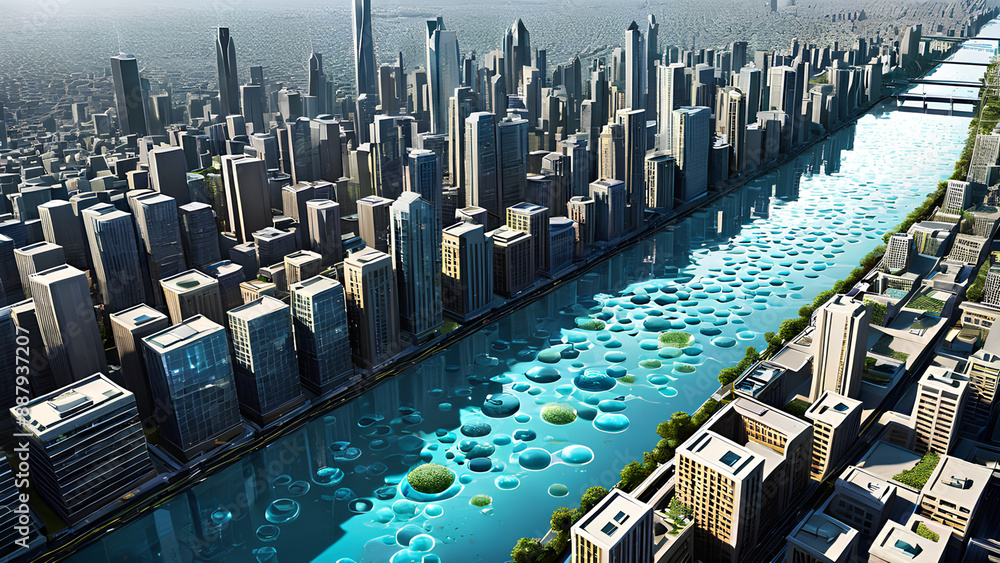 Future of living! Tall buildings rise from the ocean floor, creating a ...