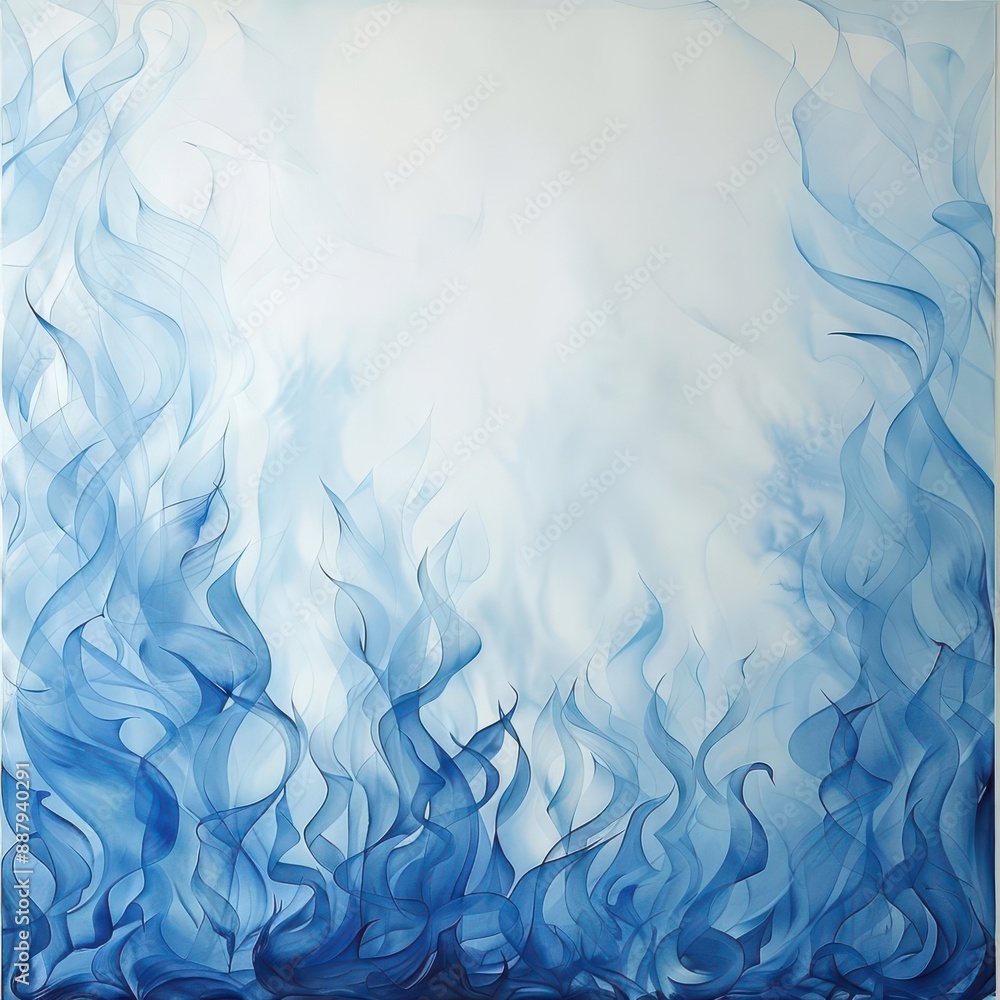 ethereal blue flames dancing along a stark white border creating an ...