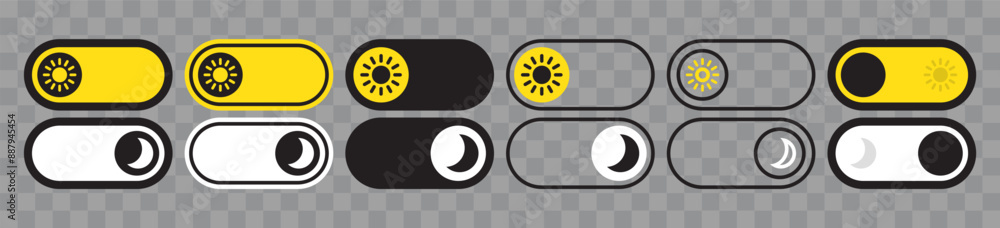 Day and night icons, day and night icon set, day and night vector, thin ...