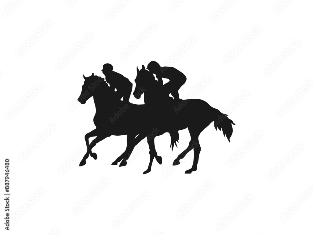 Horse and jockey silhouettes. racing horses and jockeys silhouettes ...