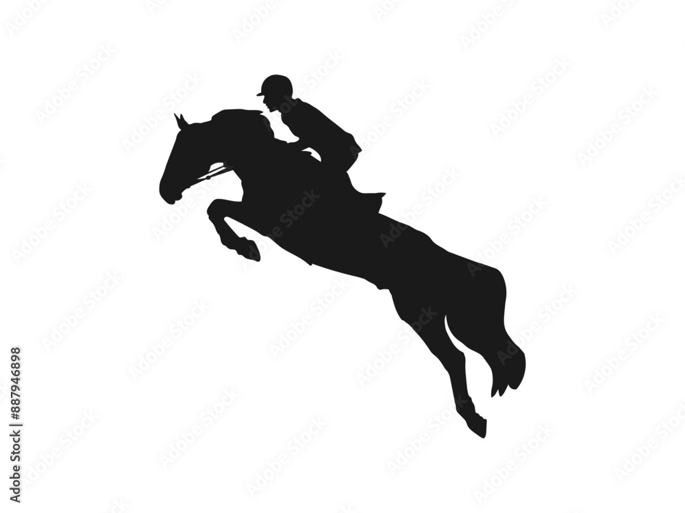 jockey riding jumping horse silhouettes vector. equestrianism horse and ...