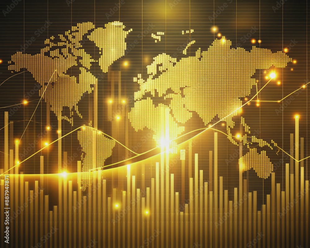 Gold trade chart stock analysis on growth financial business money ...