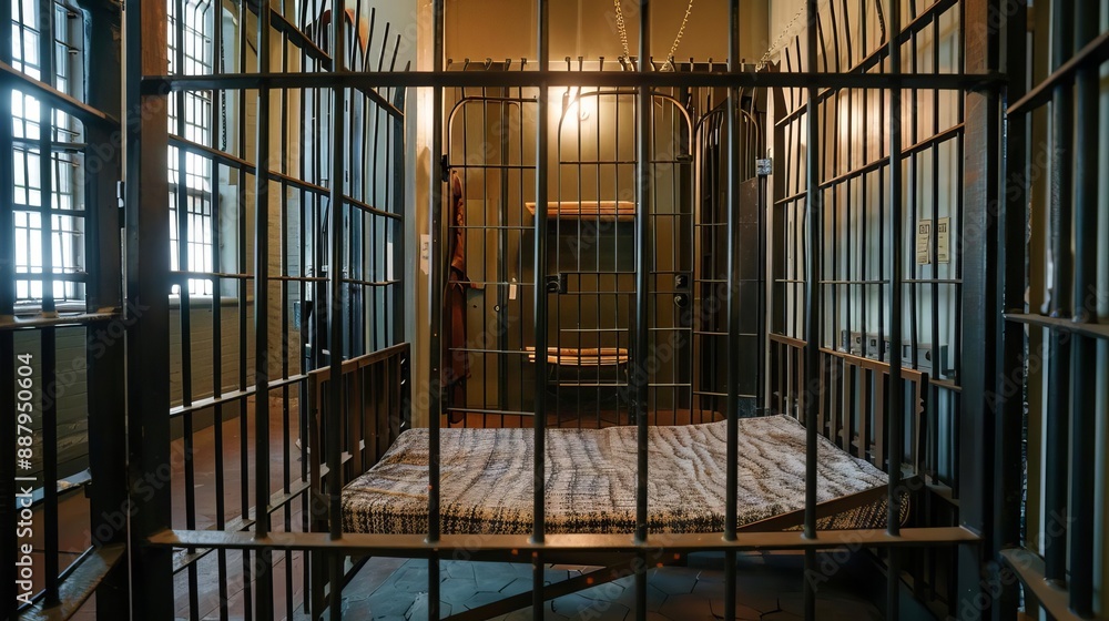 Cowboy Day Western Jail An interior view of a Western jail cell with ...