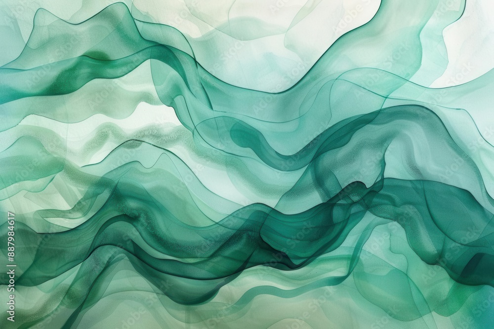 abstract watercolor background teal and green fluid forms organic ...