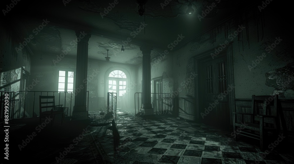 Chaotic Mind: A Figure in Psychotic Breakdown Amidst Eerie Atmosphere ...