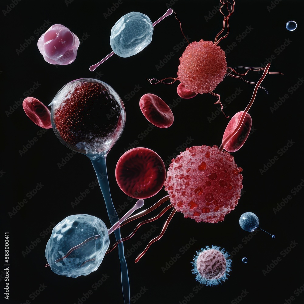 Artistic representation of stem cells differentiating into various cell ...
