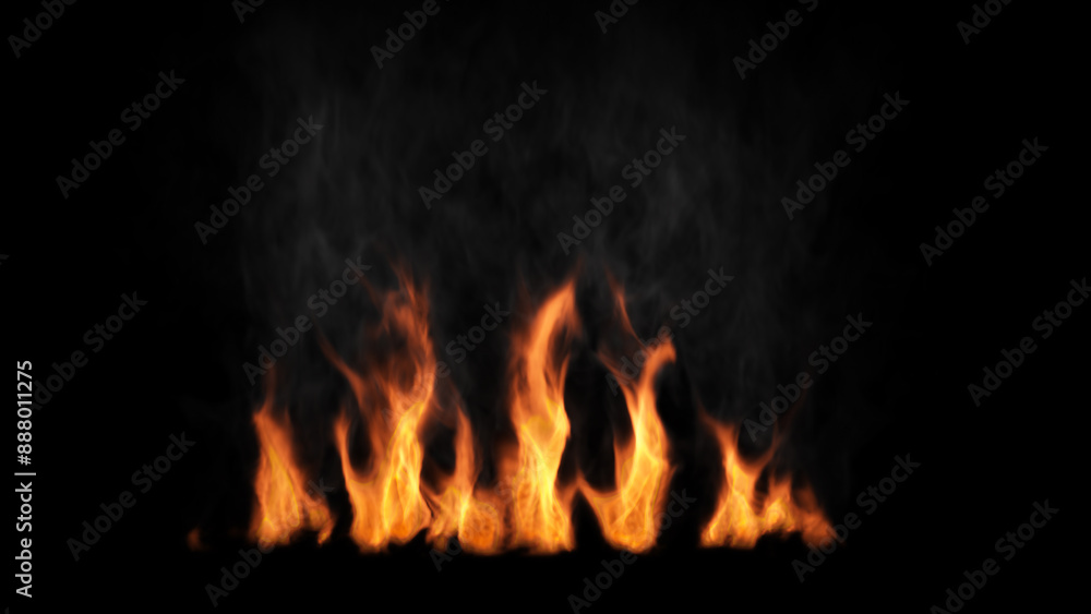 Dramatic High-Quality Image of Fire Flames with Dense Smoke: Perfect ...