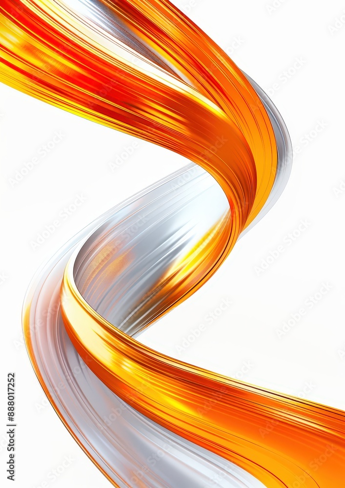 S-shaped curves, orange and white background, futuristic abstract style ...