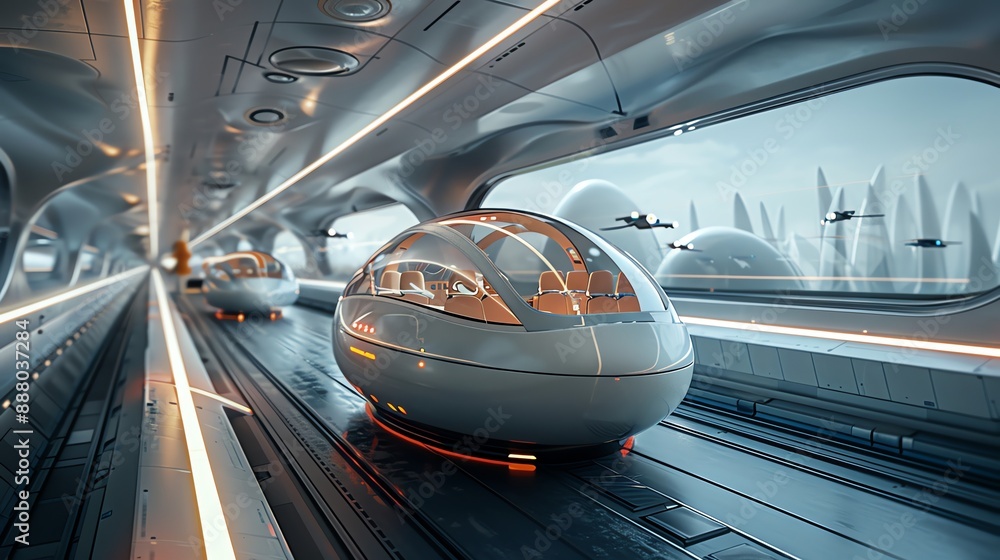 Futuristic transportation system with hyperloop trains, autonomous ...