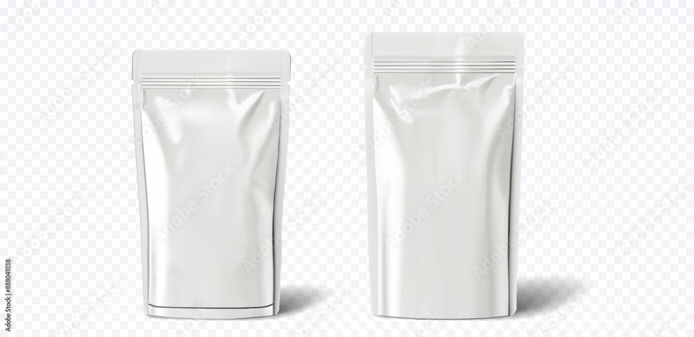 Realistic 3D Stand-Up Pouches, Product Packaging Design. Isolated ...