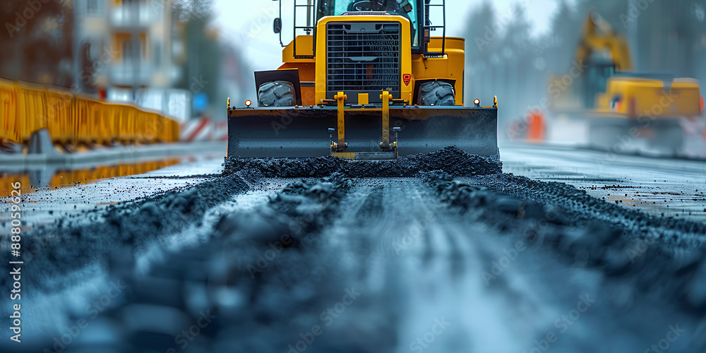 Asphalt Paver Machine Layering Asphalt Timelapse of Construction ...