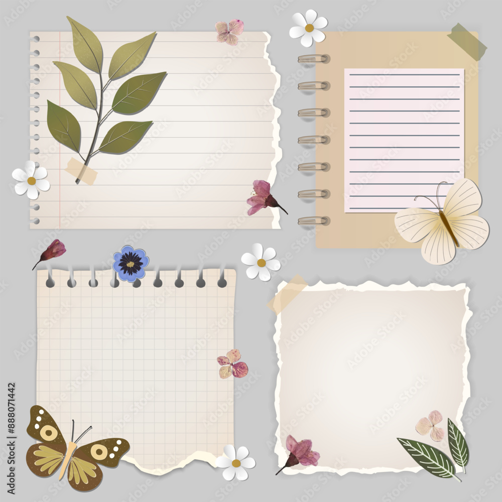 Set of realistic ripped white paper sheets isolated on transparent ...