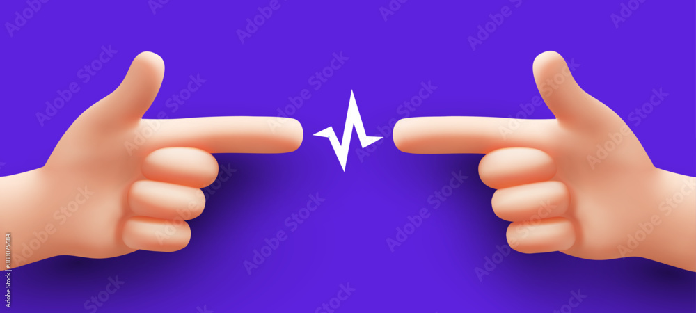 Vector illustration of two male hand with fore finger point gesture and ...