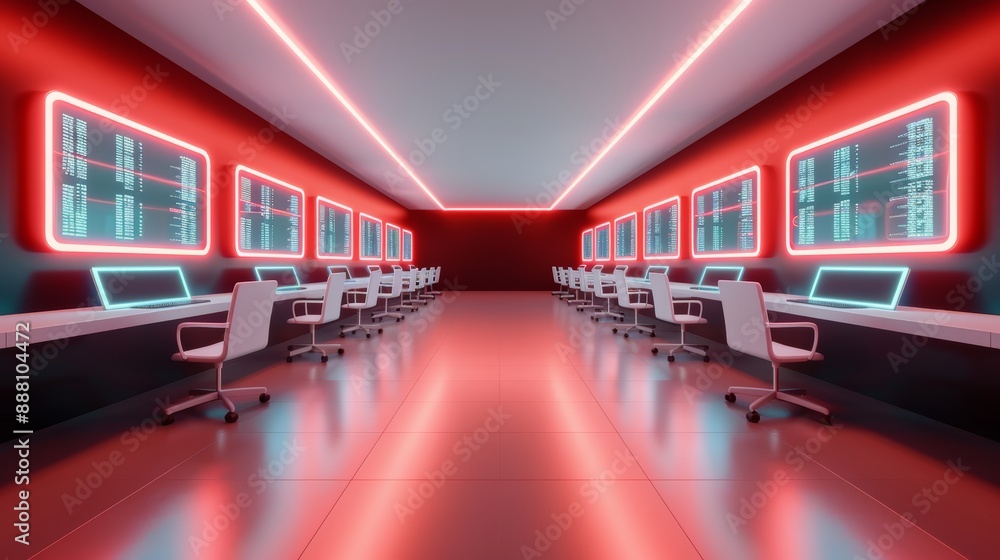 A modern research center with interactive digital experiment stations ...