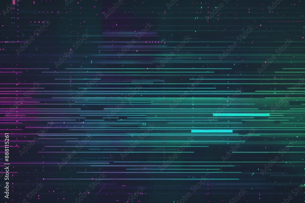 This abstract background has interlaced digital glitch and distortion ...