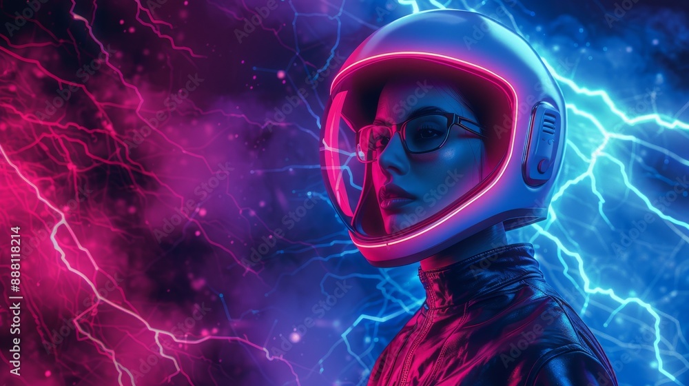 Featuring an astronaut, space traveler, and retro sci-fi style Stock ...