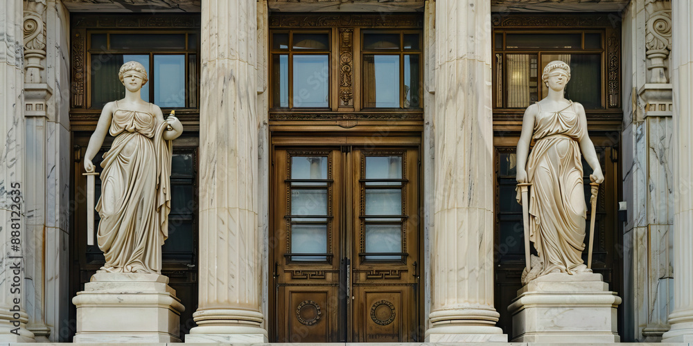 The Unwavering Pillars of Justice: Two marble statues of lady justice ...