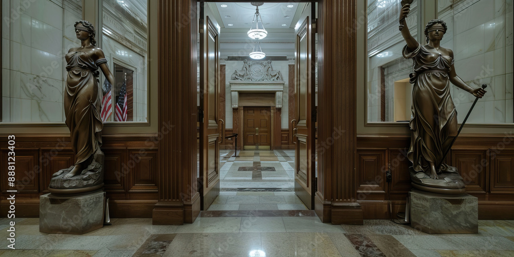 The Unwavering Pillars of Justice: Two marble statues of lady justice ...